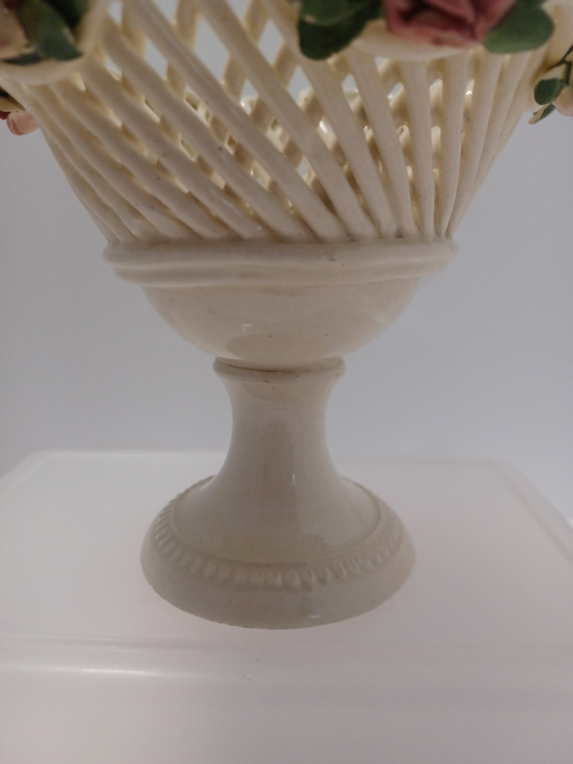 Vintage Capodimonte Rose Lattice Weave Trinket Candy Dish Bowl - Etsy