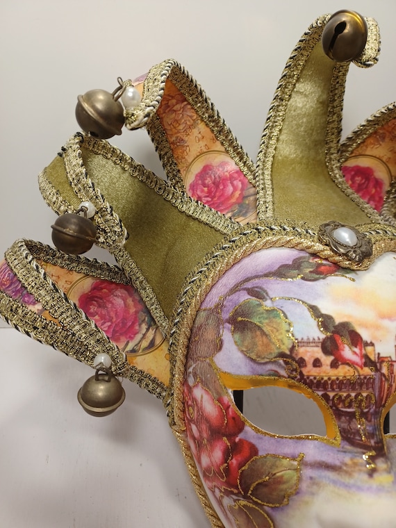 Vintage Venetian Carnival Jester Mask Handmade Signed… - Gem