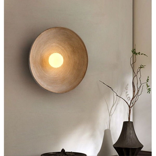 Round Wood Wall Sconce - Etsy