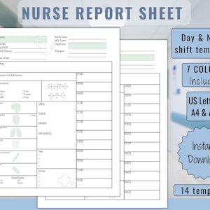 Nurse Report Sheet DAY & NIGHT Shift Nursing Brain Template PDF ...