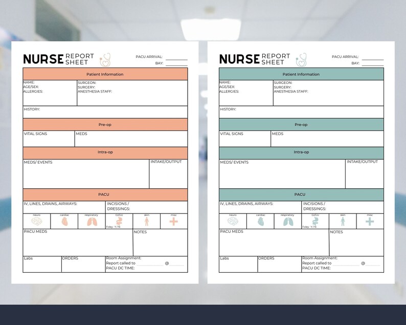 PACU Report Guide Sheet (us Letter/ A4/a5) Hand off Recovery Peri-op ...