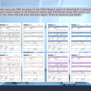 PACU Nurse Report Sheet- TWO Versions! Recovery Nursing Guide Hand off ...
