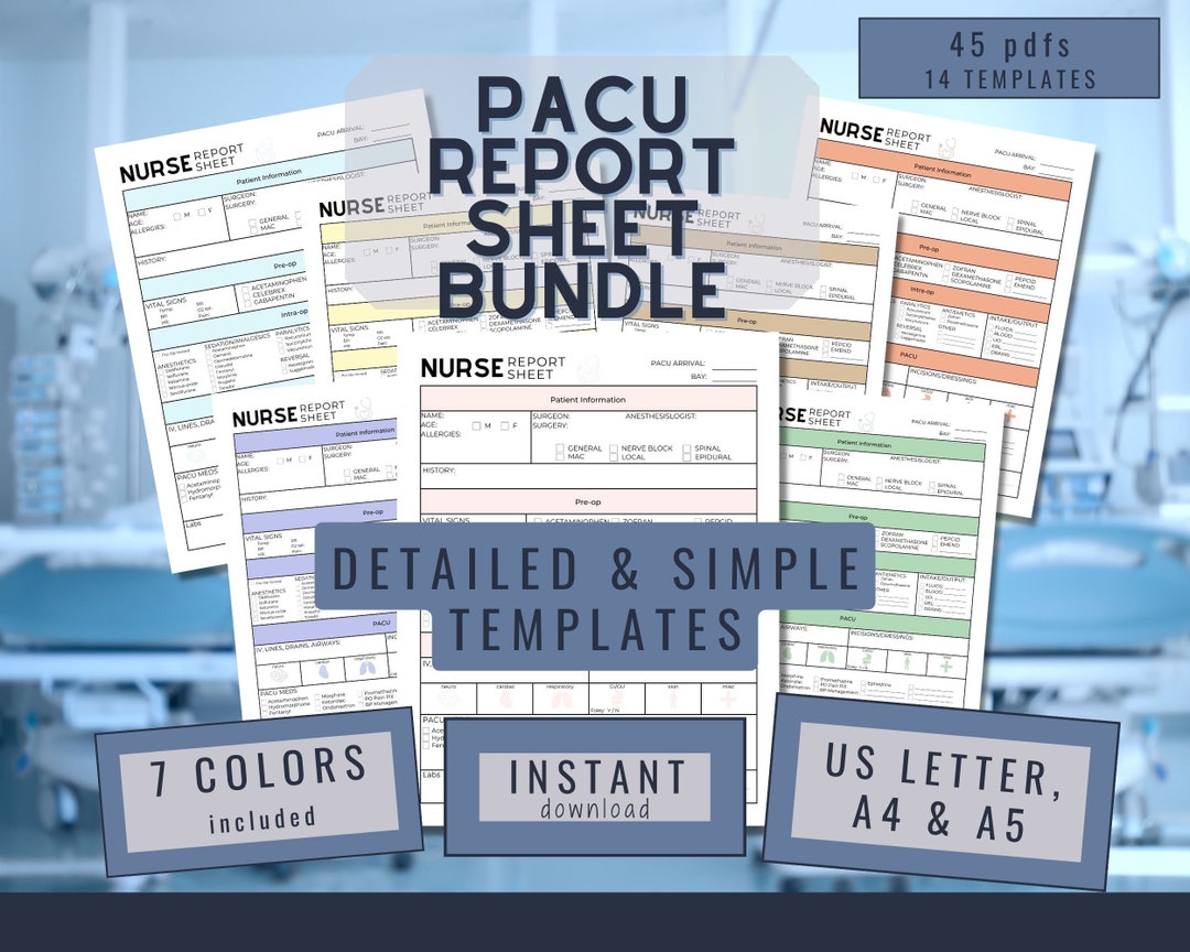 Buy PACU Nurse Report Sheet PDF us Letter/a4/a5 Hand off Guide Online ...