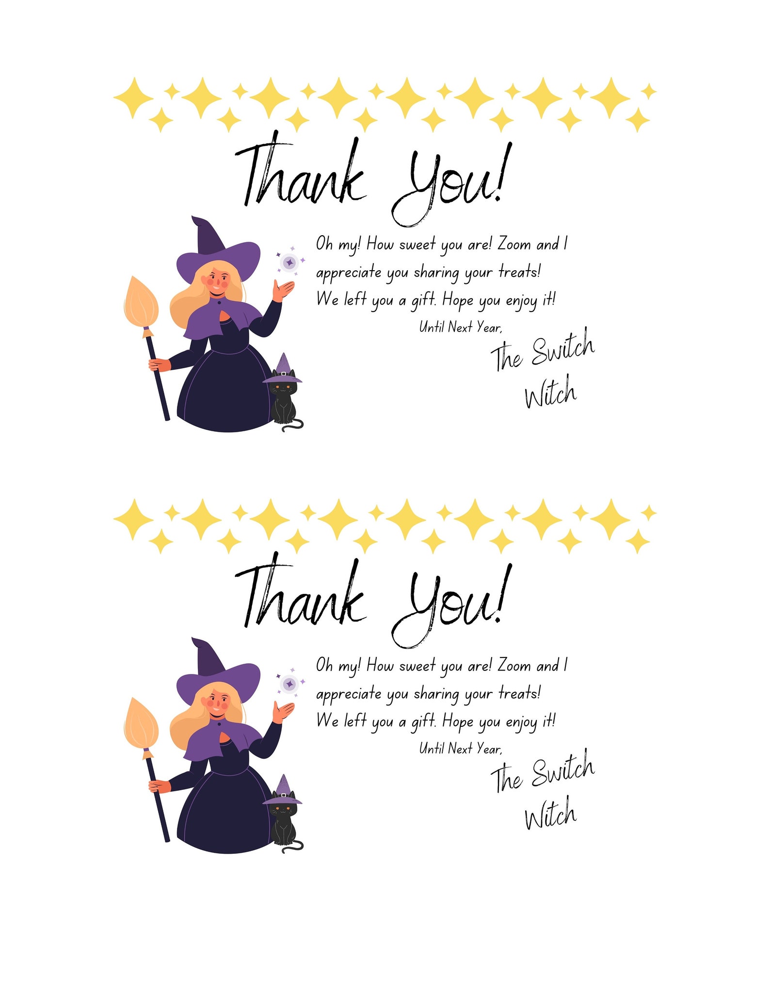 Switch Witch Letter Printable and Editable Template - Etsy