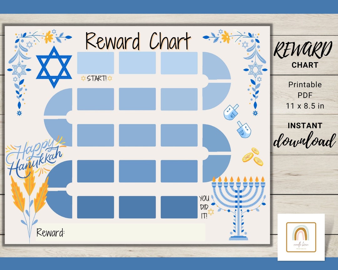 Kids Hanukkah Reward Chart Printable | Instant PDF Download - Etsy