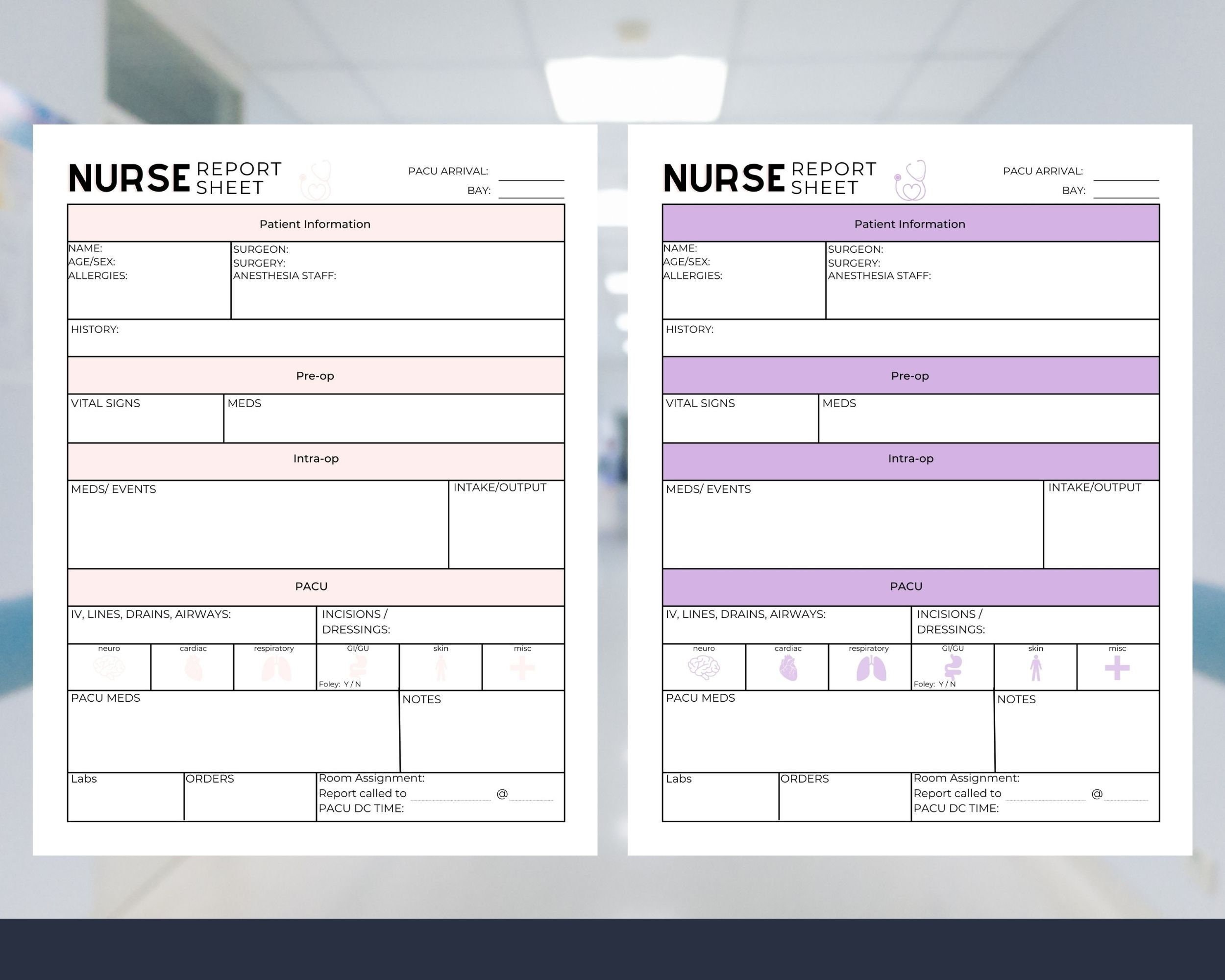 PACU Report Guide Sheet (us Letter/ A4/a5) Hand off Recovery Peri-op ...