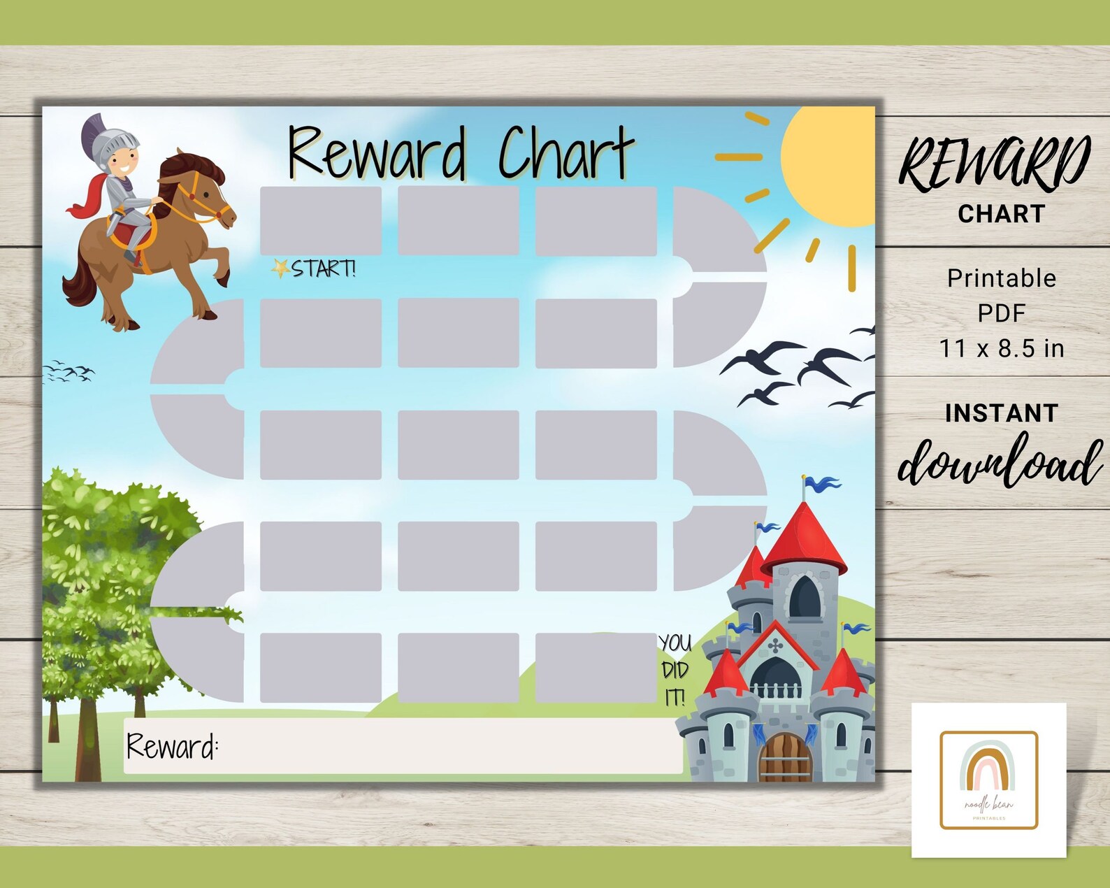 Printable Knight Reward Chart | Instant PDF Download - Etsy