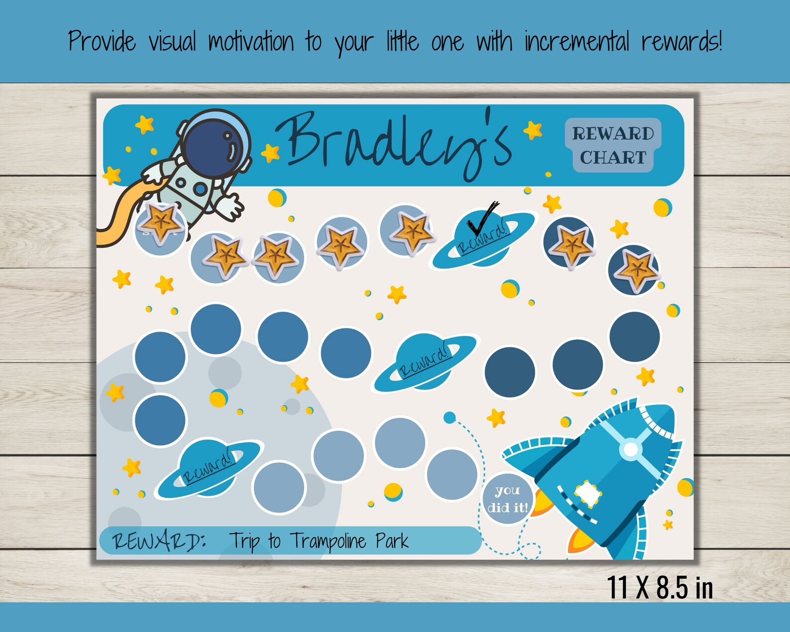 Kids Editable Reward Chart Astronaut Printable Template - Etsy