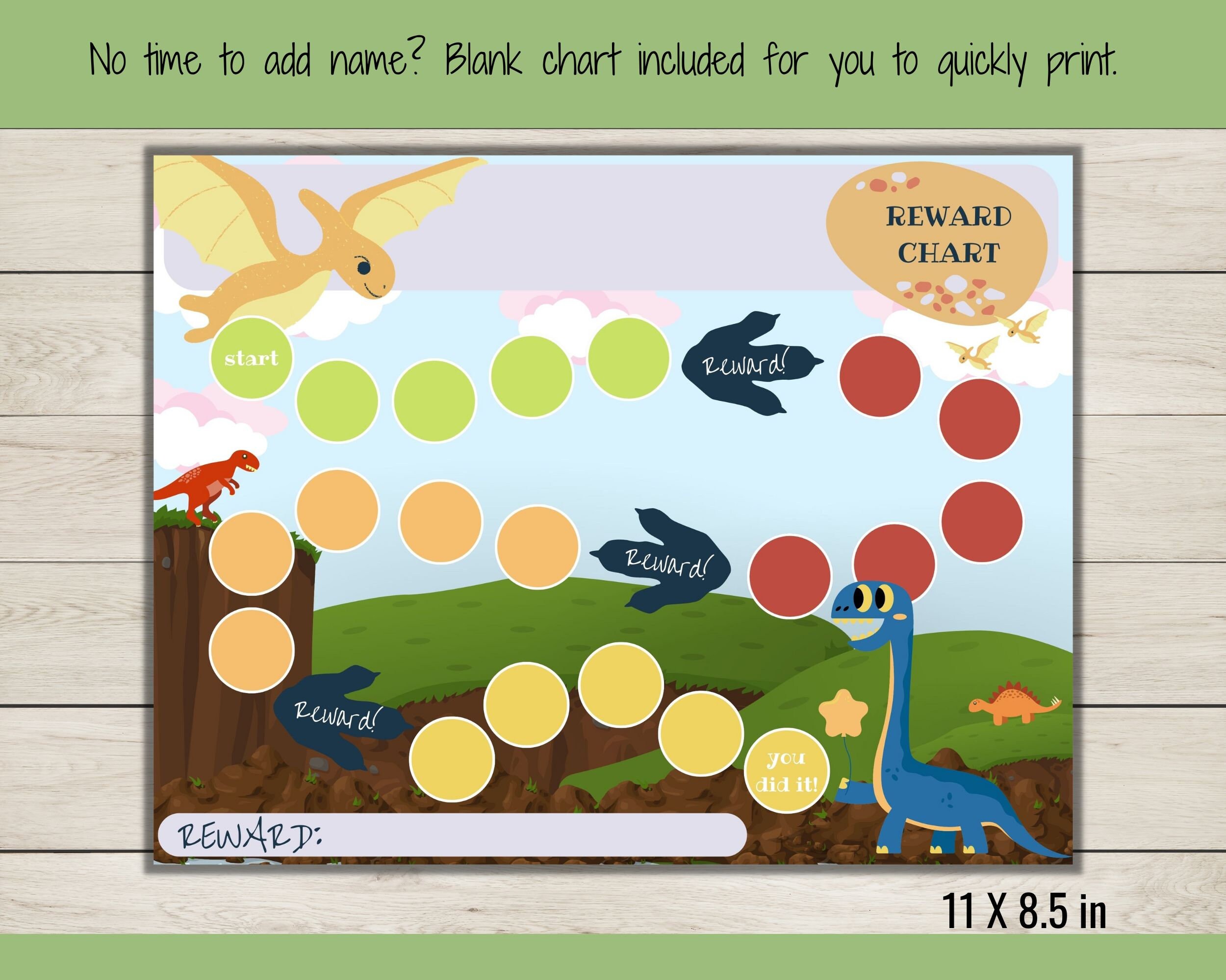 Kids Editable Reward Chart Dinosaur Printable Template - Etsy