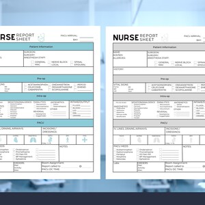 PACU Nurse Report Sheet PDF (us Letter/a4/a5) Hand off Recovery Peri-op ...
