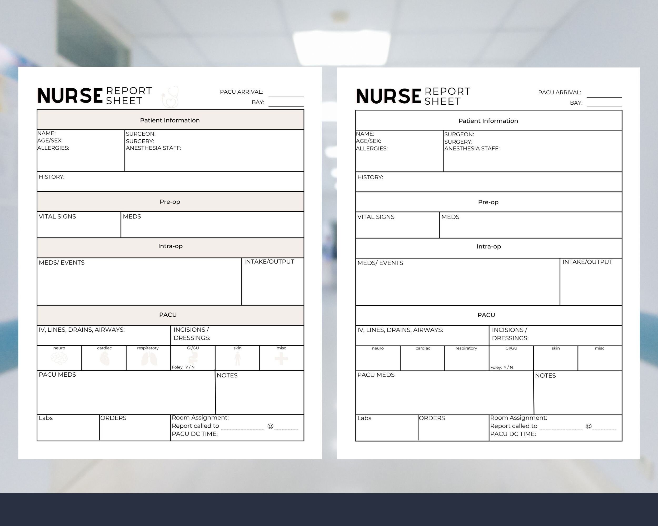 PACU Report Guide Sheet (us Letter/ A4/a5) Hand off Recovery Peri-op ...