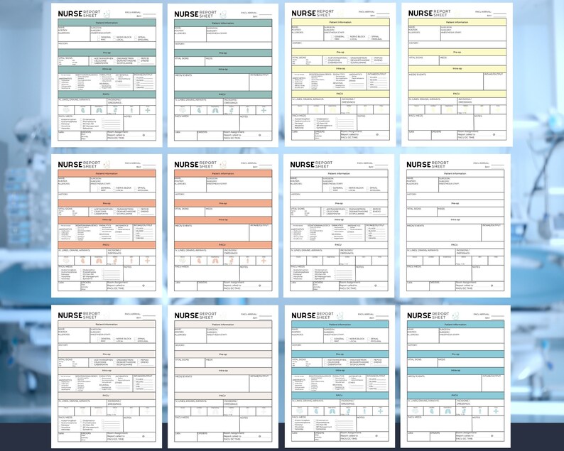 PACU Nurse Report Sheet- TWO Versions! Recovery Nursing Guide Hand off ...
