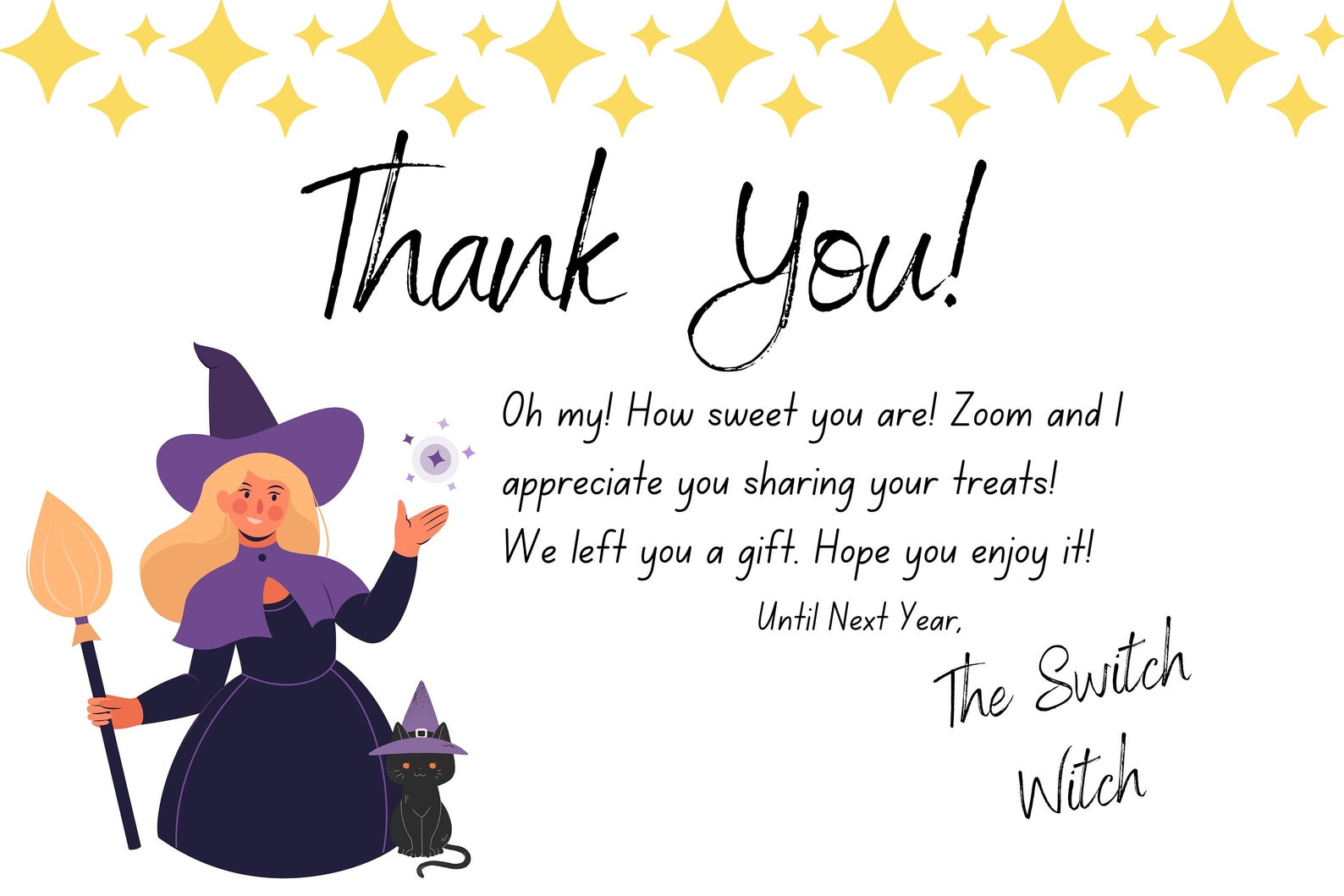 Switch Witch Letter Printable and Editable Template - Etsy