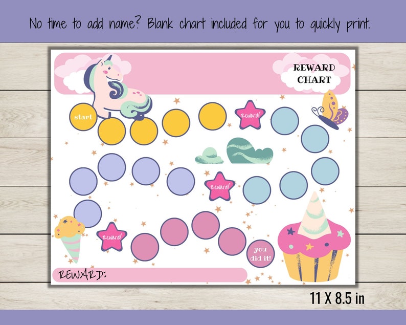 Kids Editable Reward Chart Unicorn Printable Template - Etsy