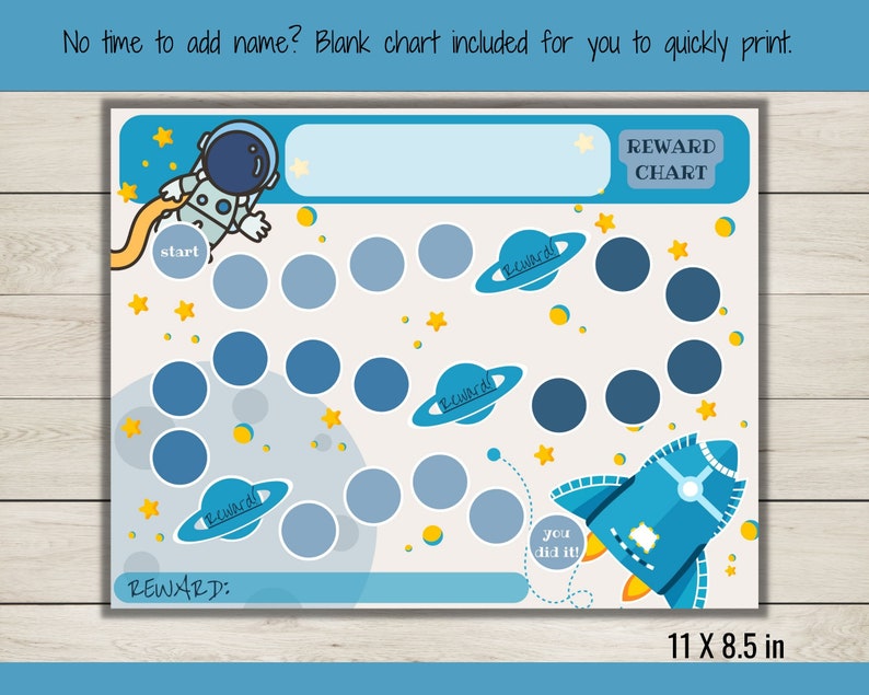 Kids Editable Reward Chart Astronaut Printable Template - Etsy