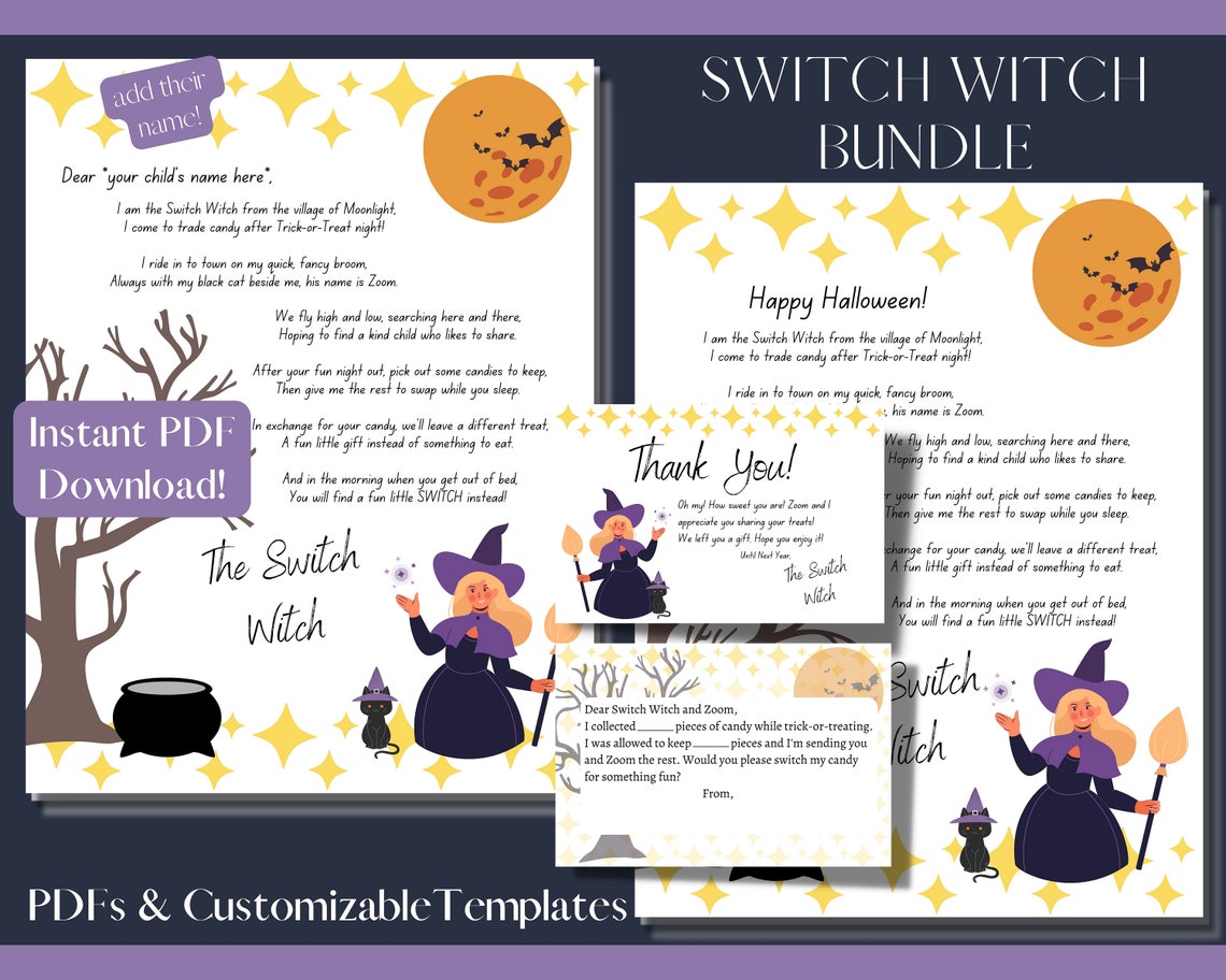 Switch Witch Letter Printable and Editable Template - Etsy