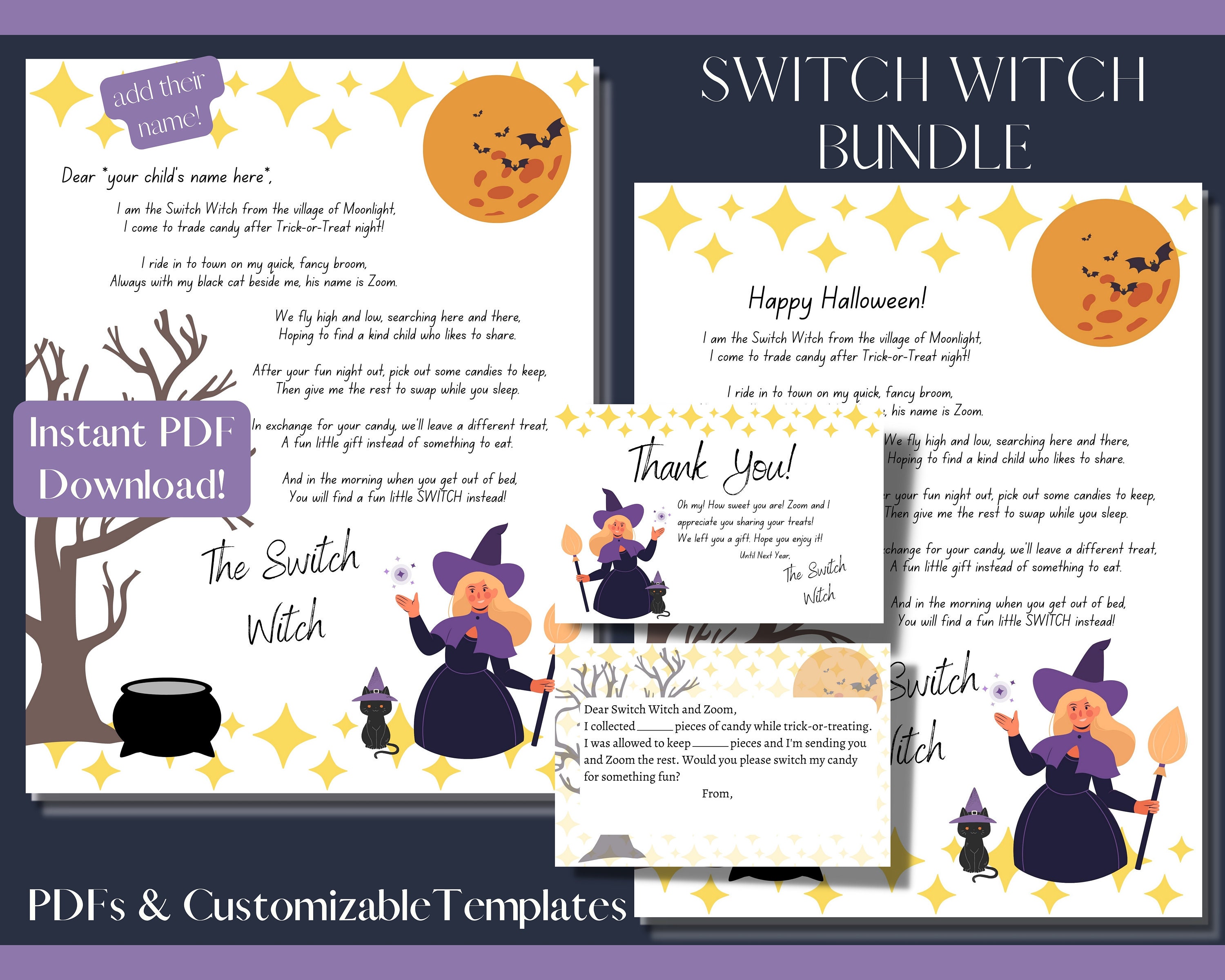 Switch Witch Letter Printable and Editable Template - Etsy
