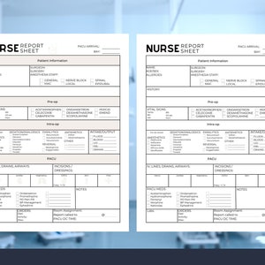 PACU Nurse Report Sheet PDF (us Letter/a4/a5) Hand off Recovery Peri-op ...