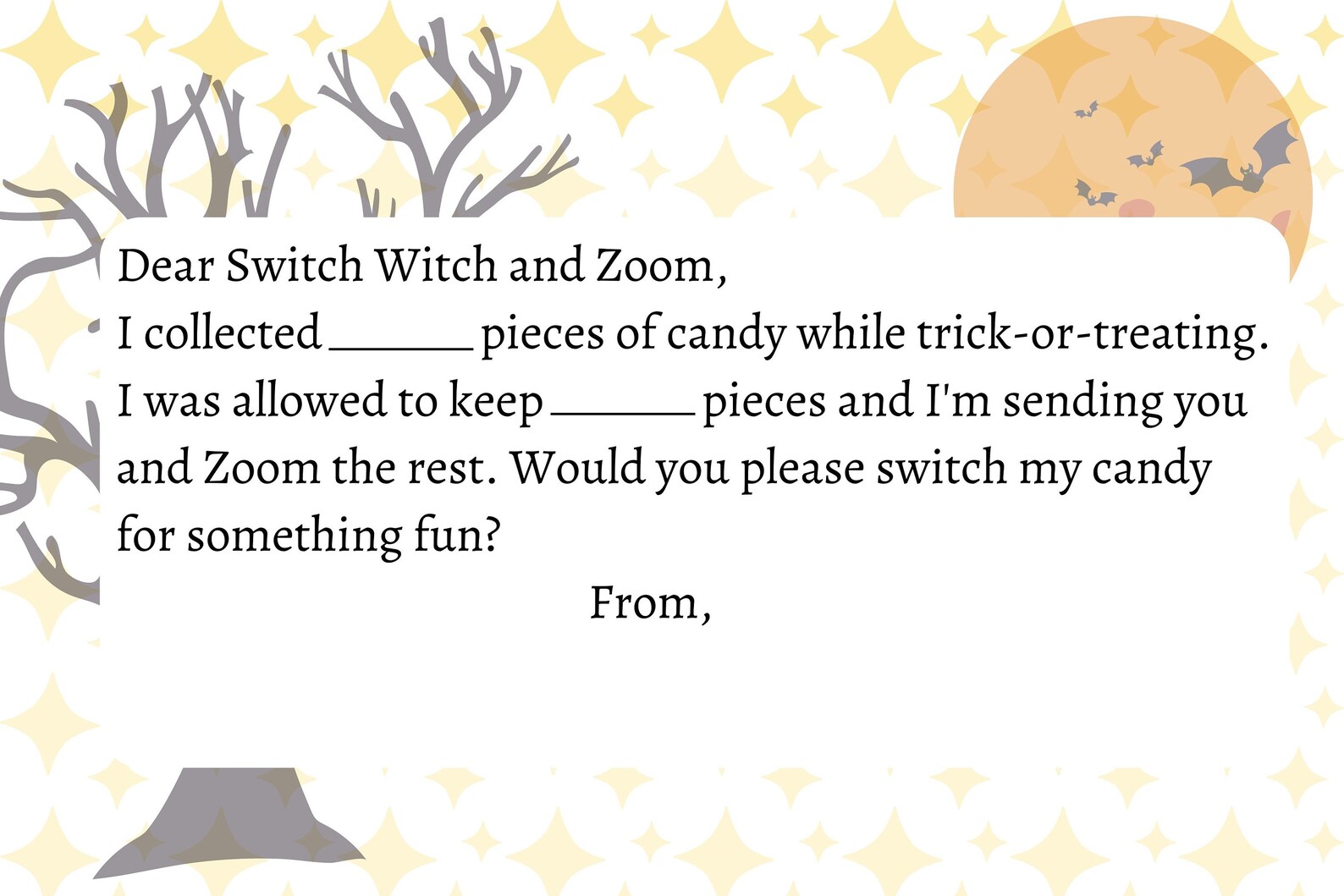 Switch Witch Letter Printable and Editable Template - Etsy