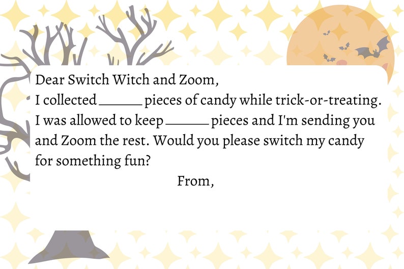 Switch Witch Letter Printable and Editable Template - Etsy