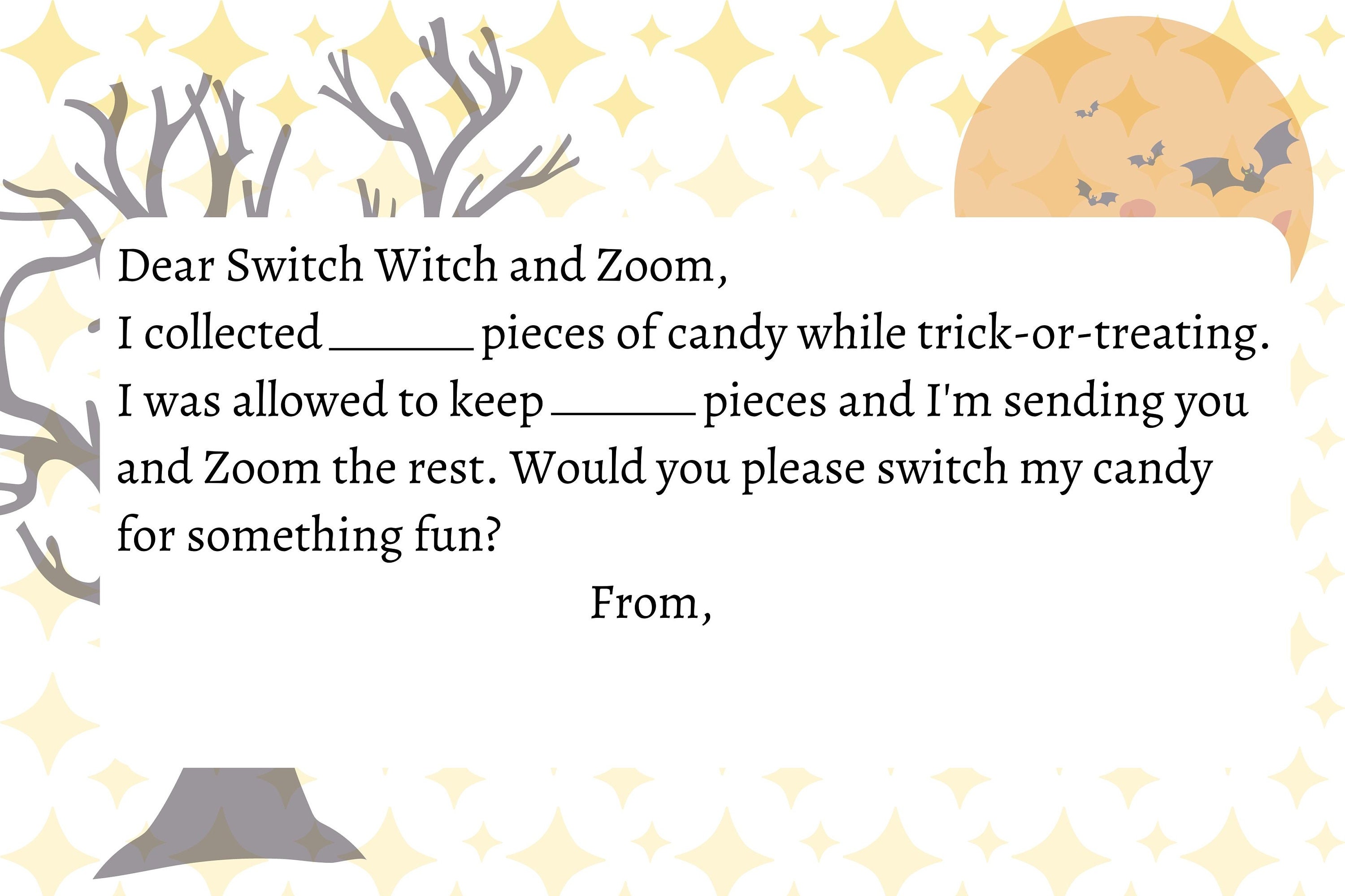 Switch Witch Letter Printable and Editable Template - Etsy