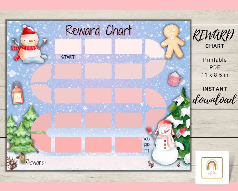 Kids Snowman Reward Chart Printable Instant PDF Download - Etsy Australia