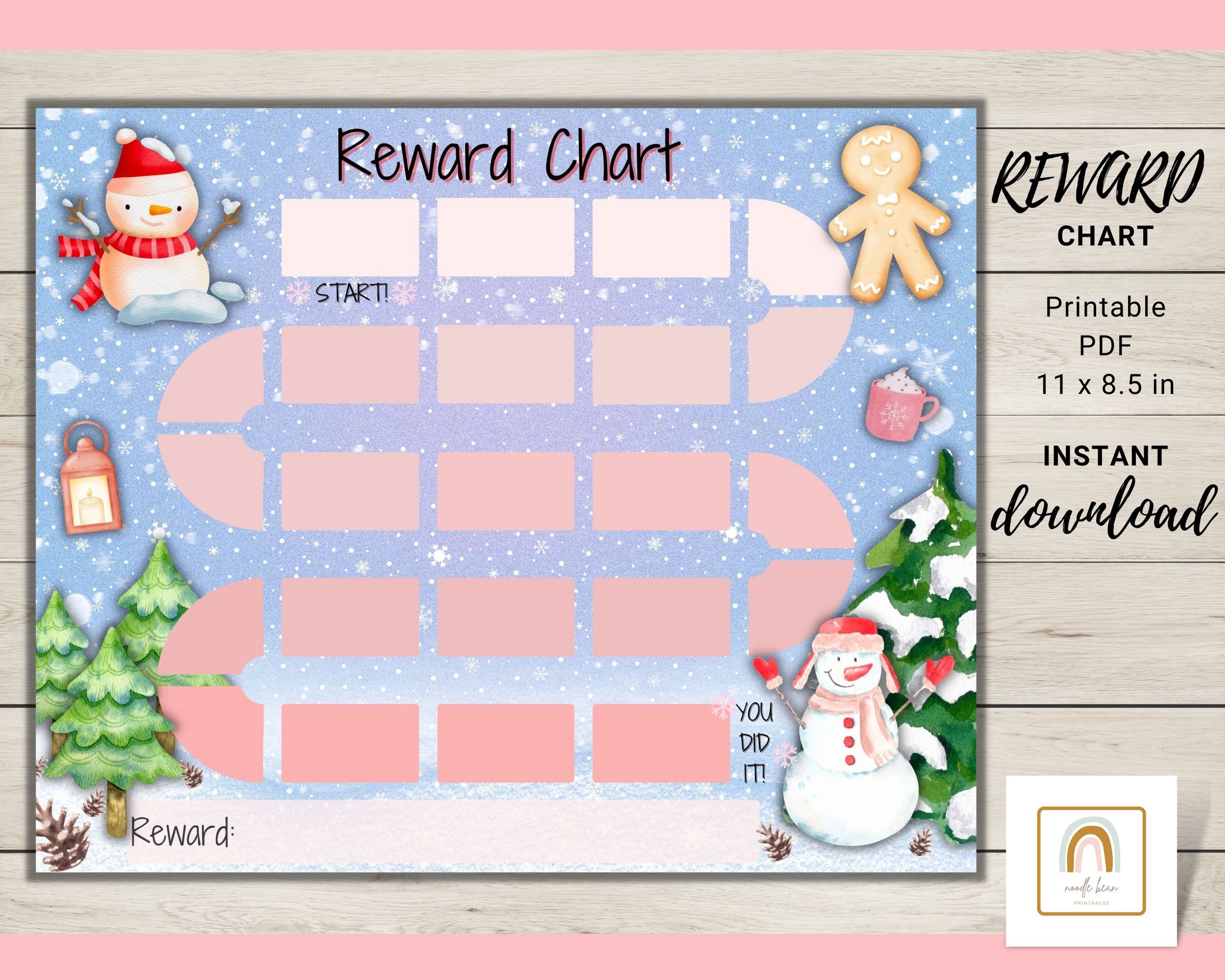 Kids Snowman Reward Chart Printable | Instant PDF Download - Etsy