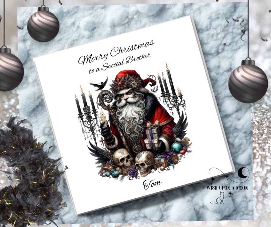 Gothic Christmas Card, Creepy Santa Skull, Personalised Card - Etsy