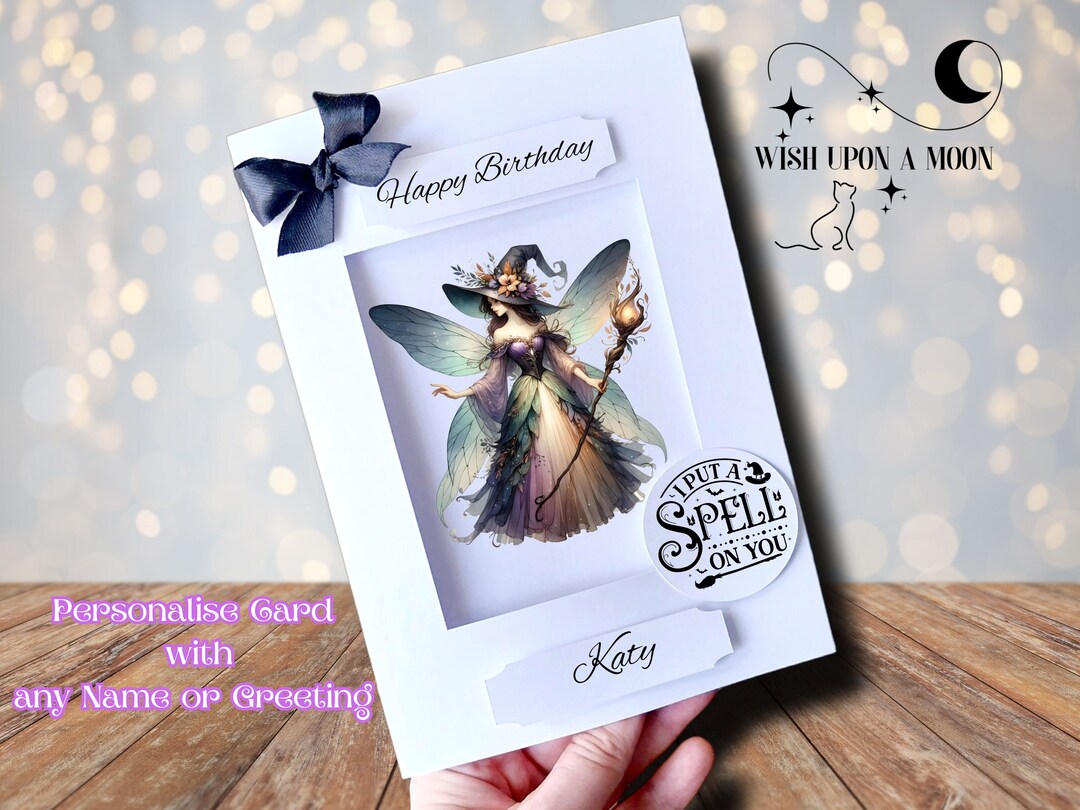 Fairy Witch Card, Witch Birthday Card, Personalised Witchy Card, Gothic Fairy Birthday, Pagan ...