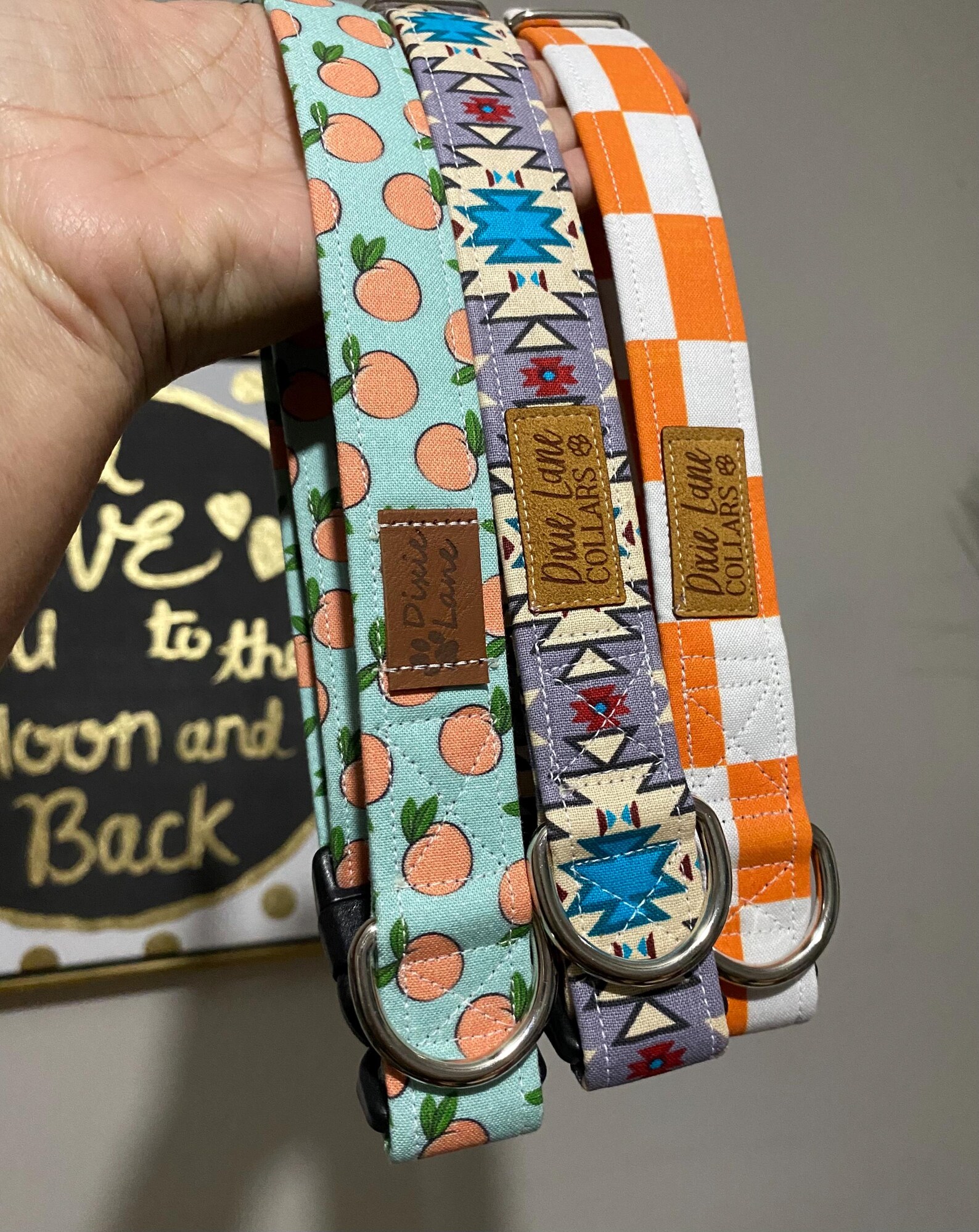 Orange Checkered Dog Collar, Handmade Adjustable Pet Collar, Tennessee ...