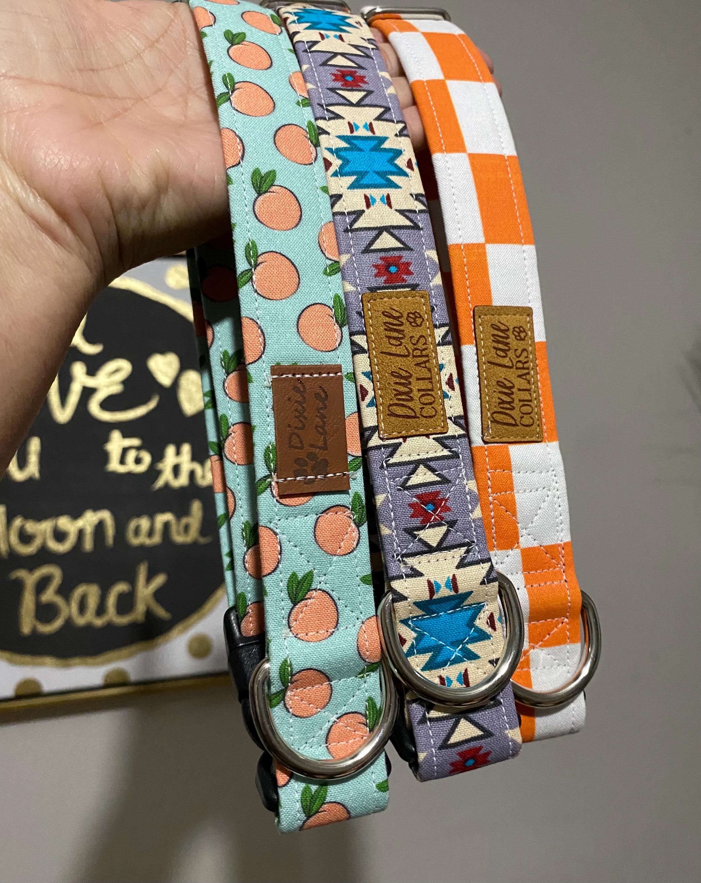 Orange Checkered Dog Collar, Handmade Adjustable Pet Collar, Tennessee ...