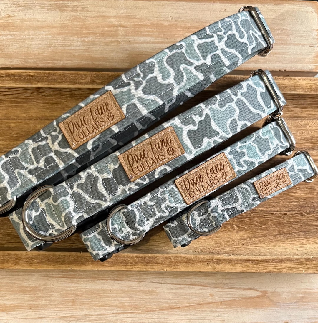 Gray Duck Camo Dog Collar, Adjustable Camouflage Collar, Dixie Lane ...
