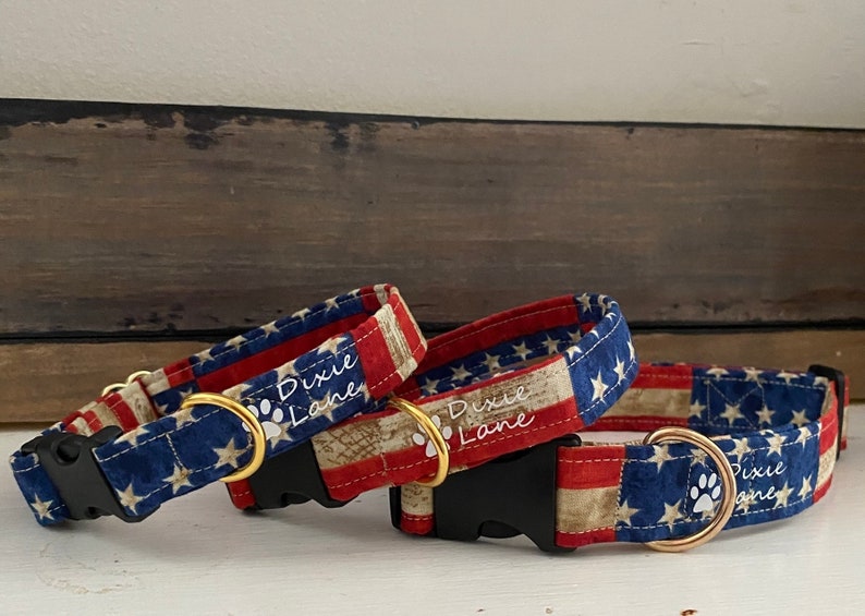 Customized Patriotic Flag Dog Collar, American Flag, USA, Free ...