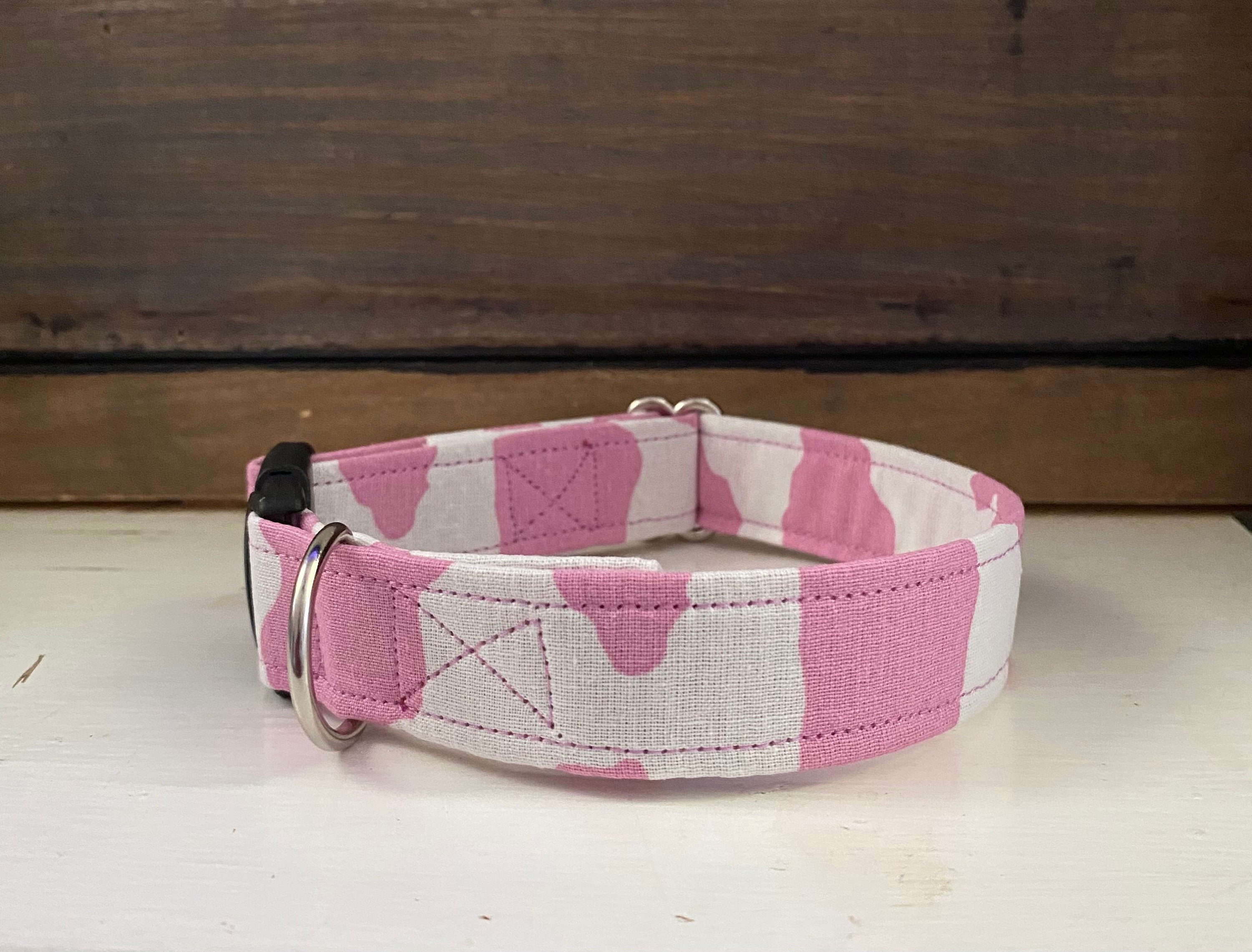 Personalized Cow Print Dog Collar Western Dog Collar Pink Cow Brown Cow ...