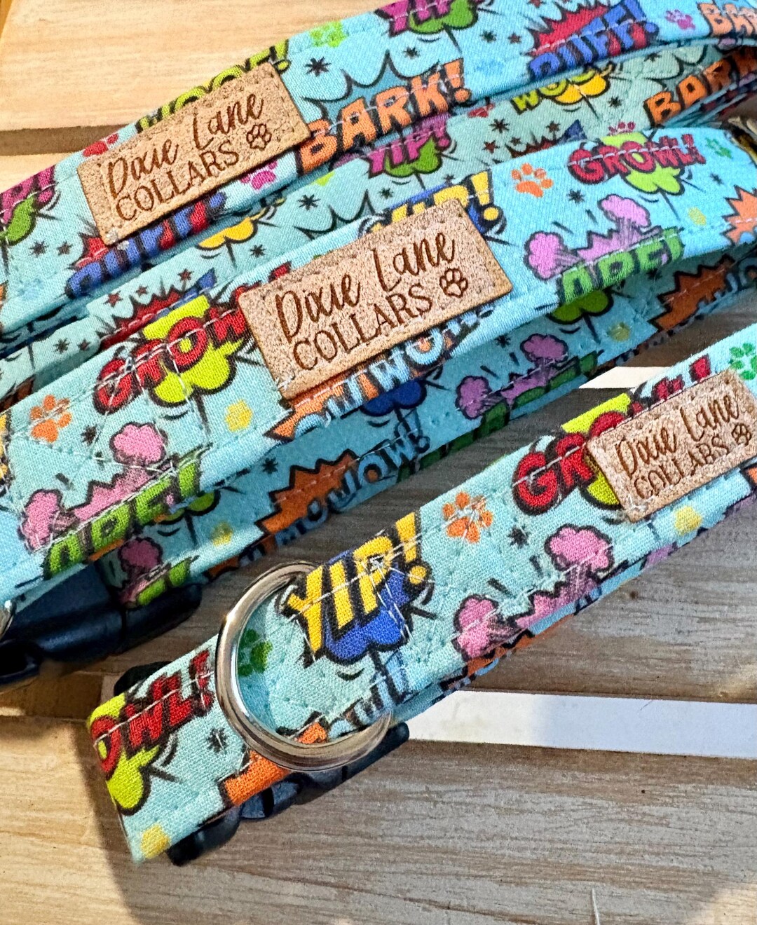 Comic Strip Style Fabric Dog Collar, Retro Super Hero Pet Collar, Dixie ...