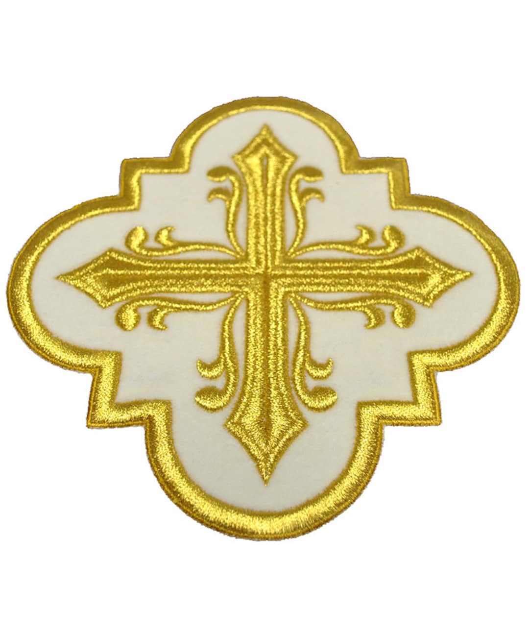 Embroidered Applique Cross,liturgical Church Emblem.colors Cream,green ...