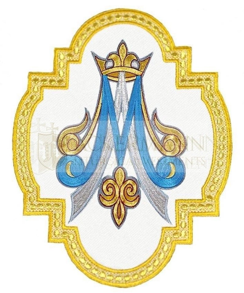 Marian Embroidered Applique,liturgical Church Emblem. - Etsy