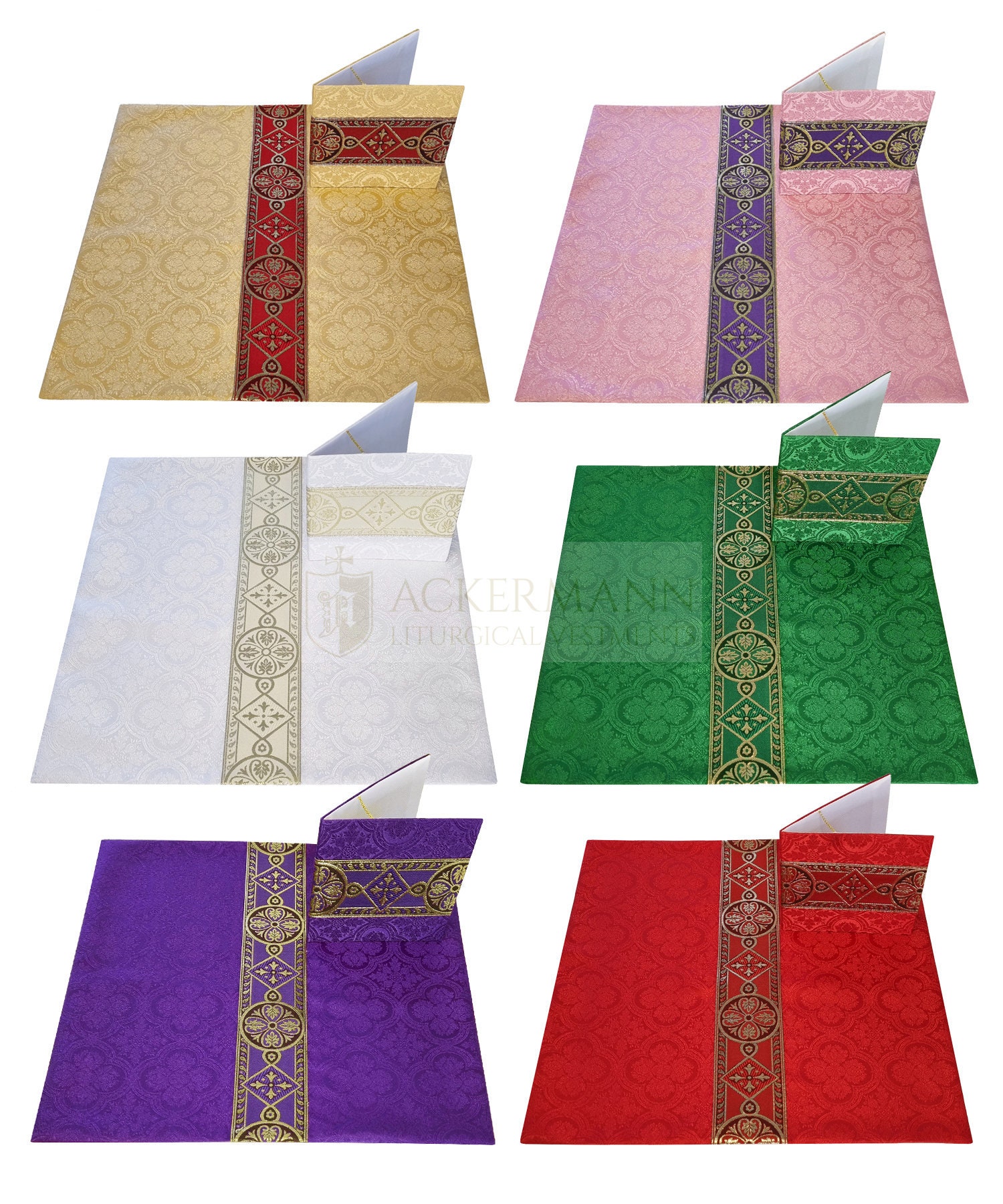 Set of 6 Burses and Chalice Veils,four Colors Set White, Green, Purple ...