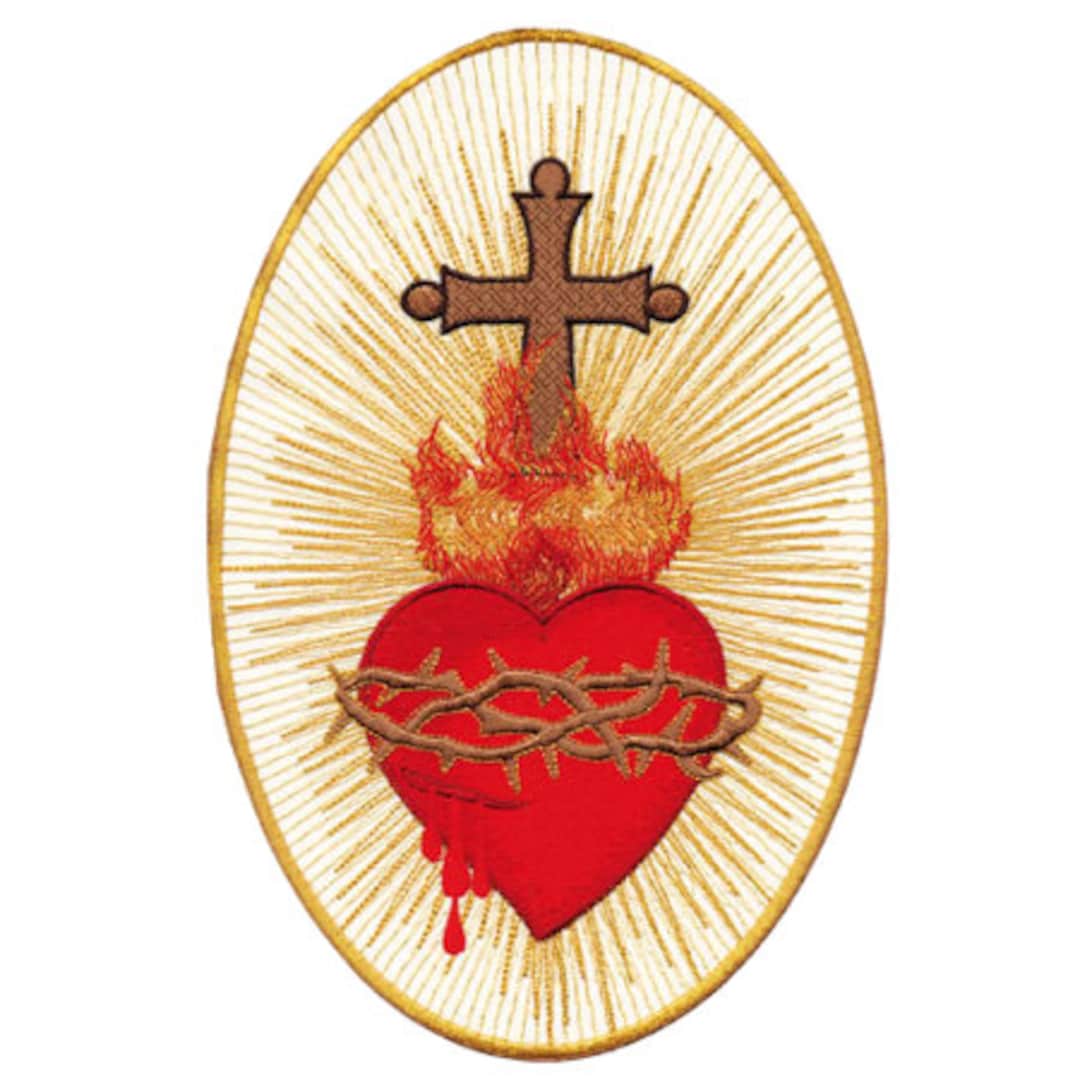 Embroidered Applique "heart OF Jesus",liturgical Church Emblem ...