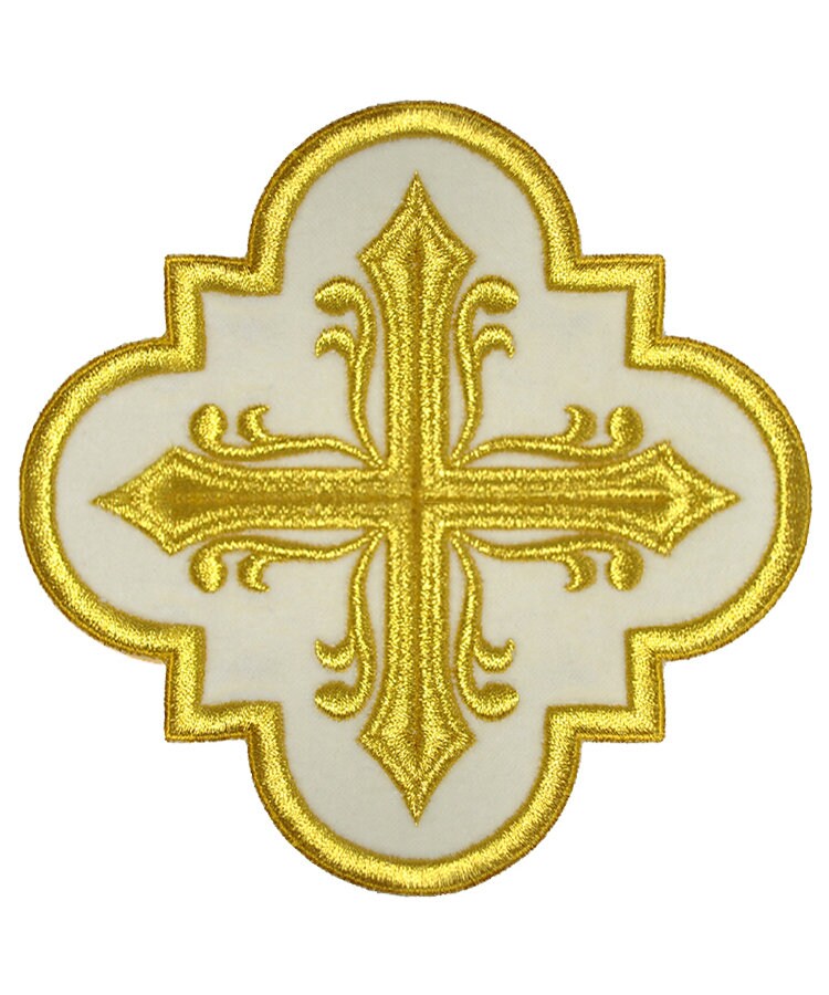 Embroidered Applique Cross,liturgical Church Emblem.colors Cream,green ...