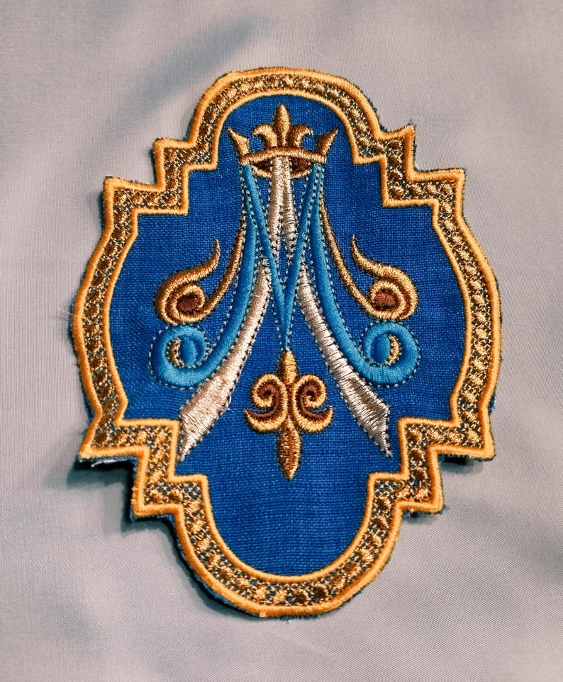 Marian Embroidered Applique,liturgical Church Emblem. - Etsy