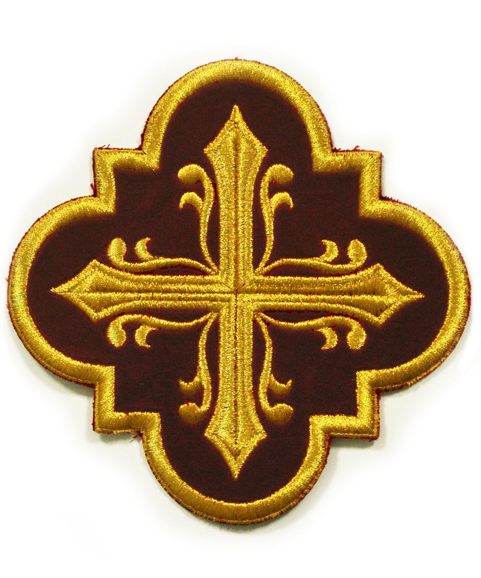 Embroidered Applique Cross,liturgical Church Emblem.colors Cream,green ...