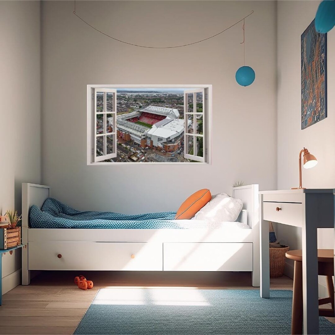 3D Fake Window Premier League Football Stadium Wall Sticker Liverpool ...