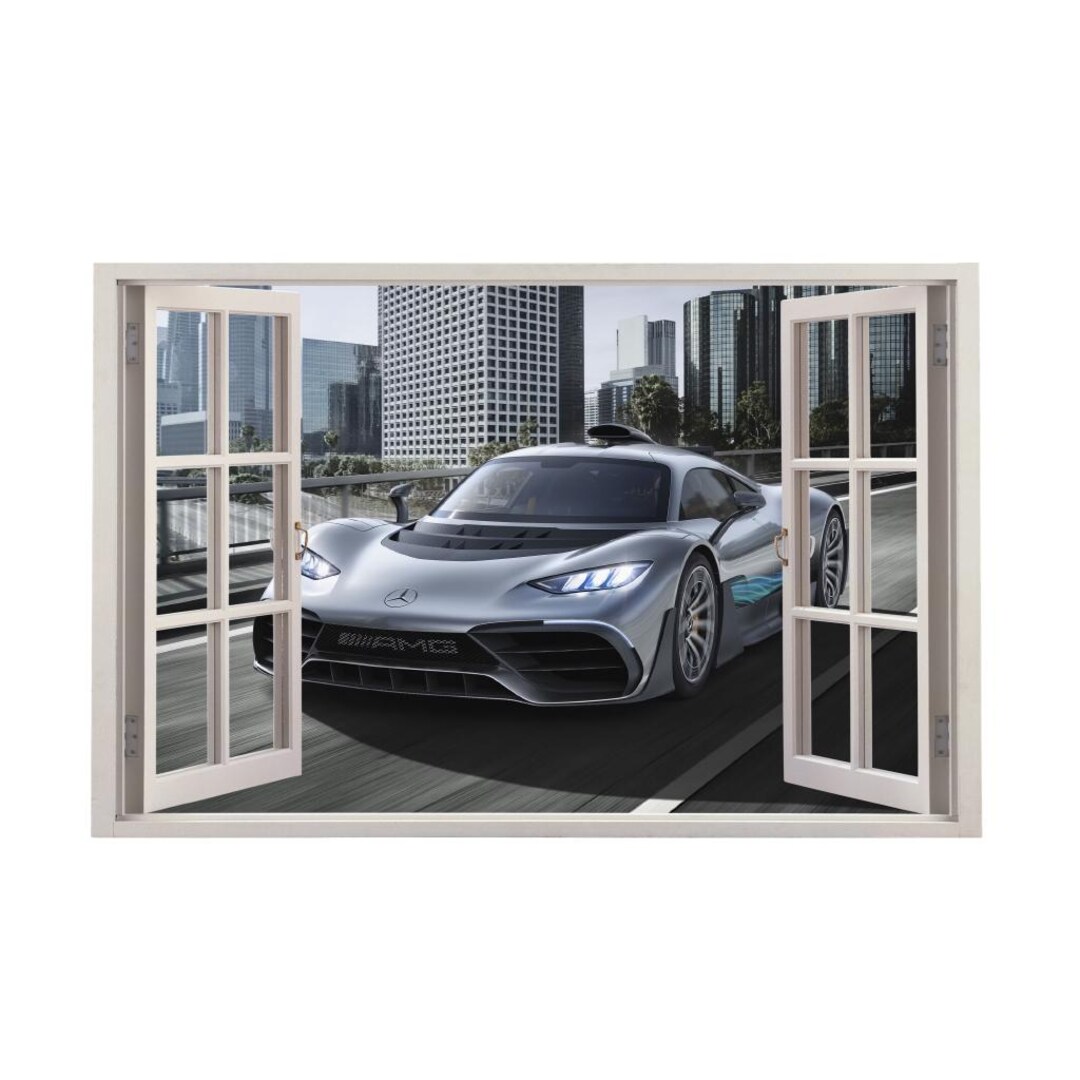 3D Fake Window Mercedes-amg One Supercar Wall Sticker Sports Car Garage ...