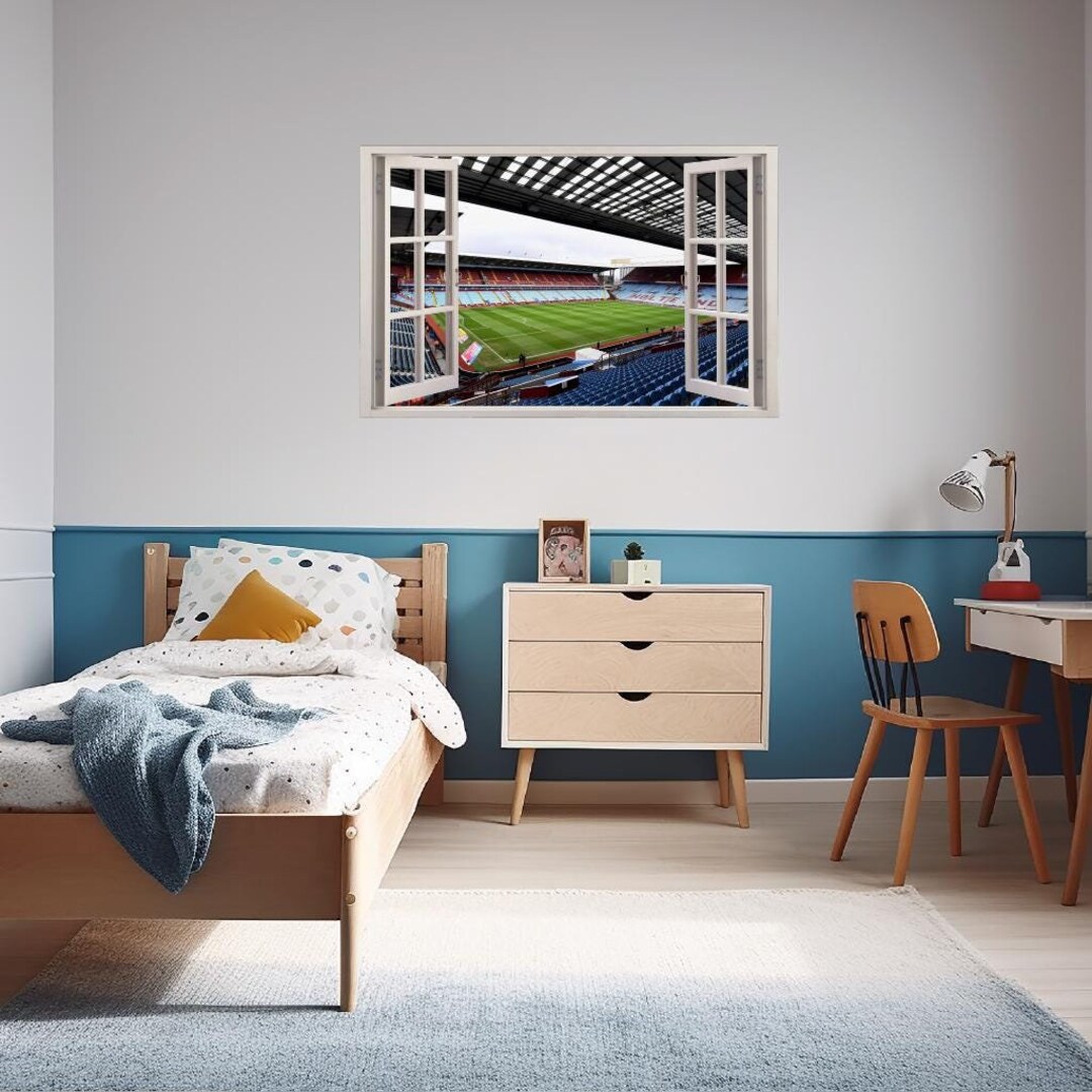 3D Fake Window Premier League Football Stadium Wall Sticker Aston Villa ...