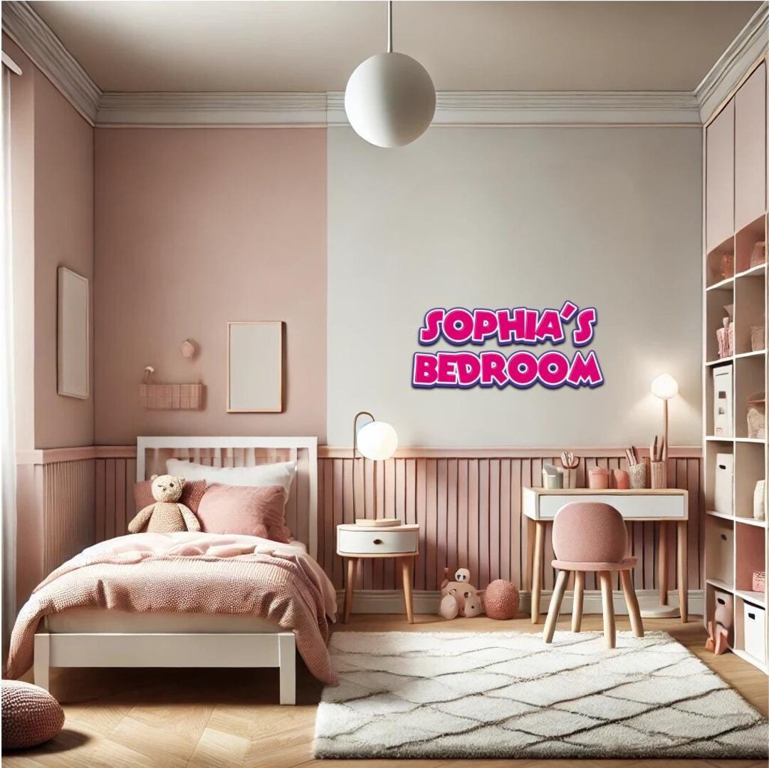 Minnie Mouse Pink Style Personalised Wall Sticker for Kids Custom Vinyl ...