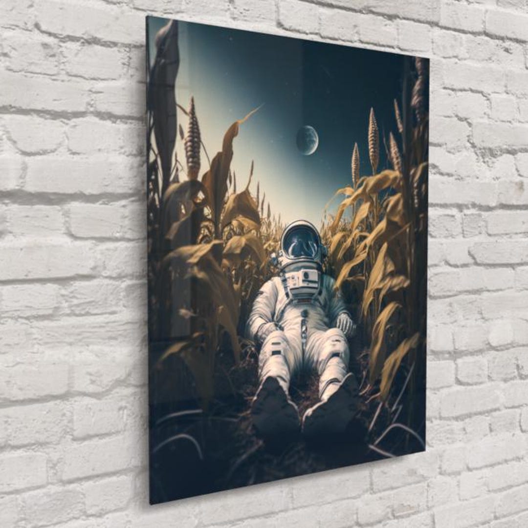 Astronaut on Desert Dune Wall Art | Surreal Space Print on Glass or ...