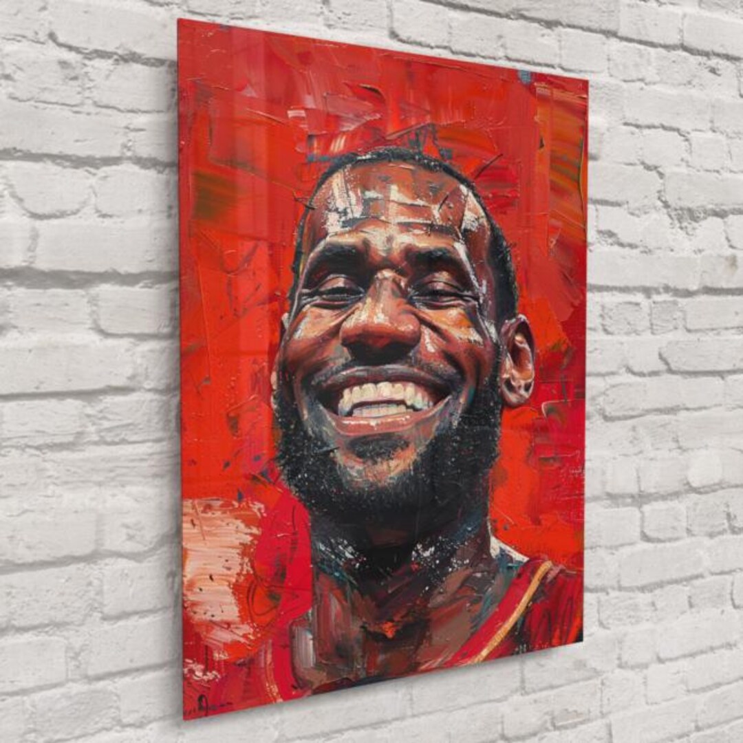 Lebron James Abstract Smiling Portrait – Modern NBA Icon Art With Red ...