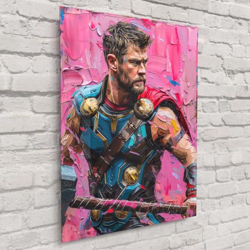 Thor Portrait With Pink Background – Vibrant Norse God Wall Art, Modern ...