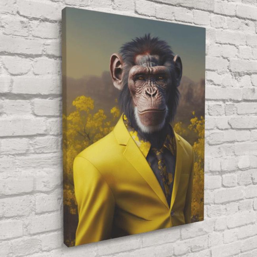 Inspired Ape in a Suit – Whimsical Animal Portrait Wall Art ...